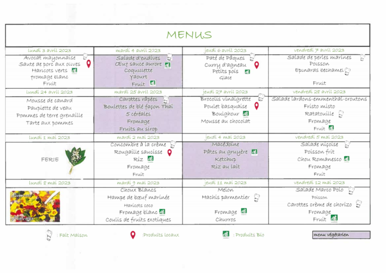 Cantine scolaire : les menus d’avril ! (et jusqu’à mi-mai) | Nanteuil ...