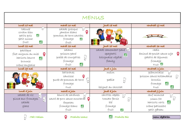Cantine scolaire : les menus de mi-mai à mi-juin ! | Nanteuil infos ...